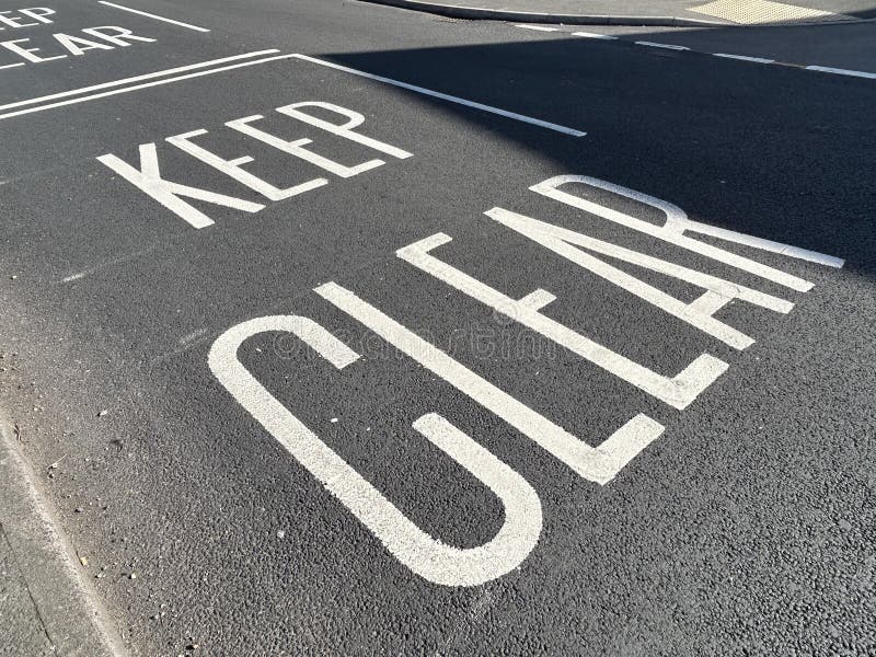White Road Markings Painted Asphalt Surface Keep Clear Stock Photos ...