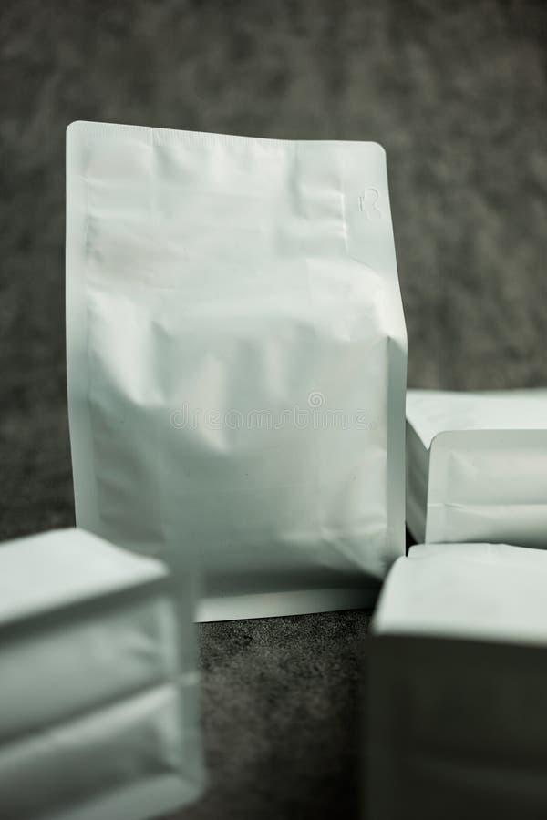 White Roasted Coffee Beans Envelope Stock Photo - Image of zipper ...