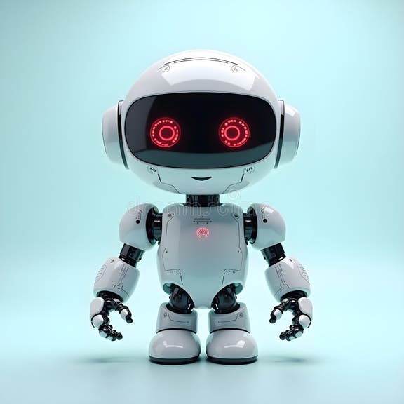 White Robot Ai Assistant with Red Eyes Futuristic Technology and ...