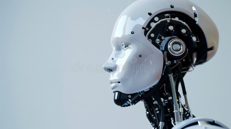 White Robot with Black Face and Head Stock Image - Image of head ...