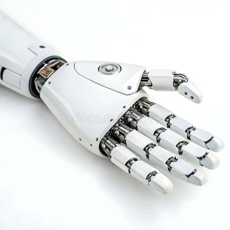 White Robot Hand Isolated on White Background Stock Illustration ...