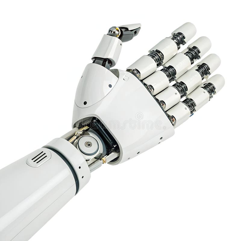 White Robot Hand Isolated on White Background Stock Illustration ...