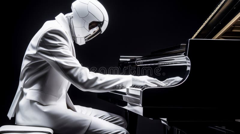 White Robot Playing the Piano Stock Photo - Image of fingers, futuristic: 310391512