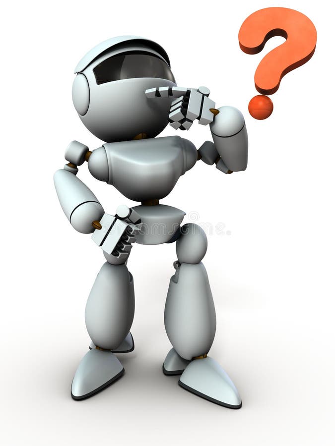 A White Robot Pointing Up at the Head and Looking Up into the Sky ...