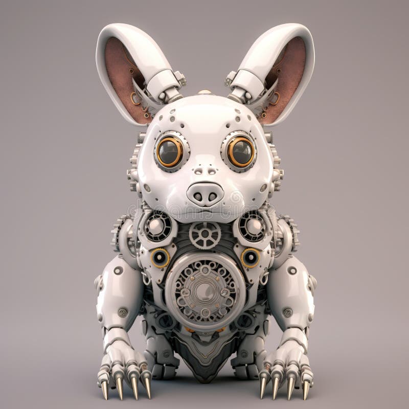 A White Rabbit Wearing a Suit of Armor. Generative AI Image. Stock ...