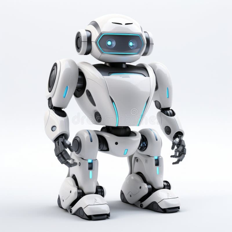 3d Rendering of a White Domestic Robot with Glowing Eyes Stock ...