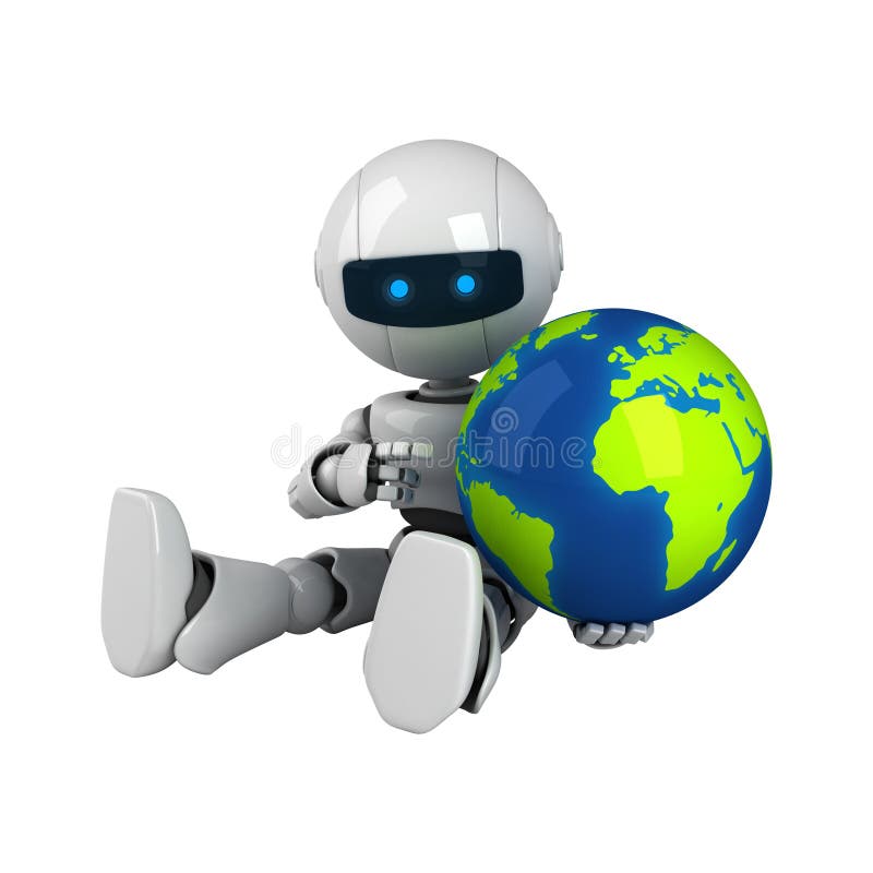 White Robot Sit Globe Stock Illustrations – 4 White Robot Sit Globe ...