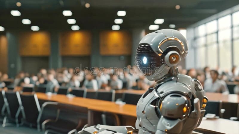 Robot Audience Member at Conference Stock Video - Video of room ...