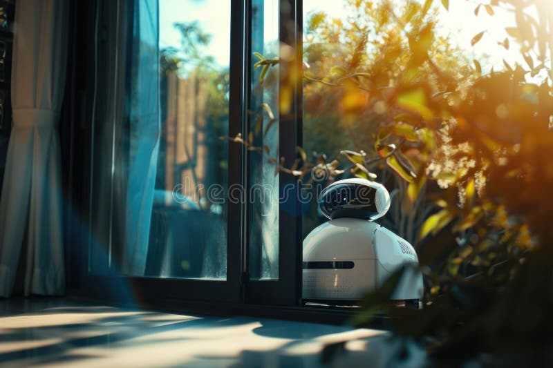 A White Robot Sitting in Front of a Window with a Calm and Peaceful ...