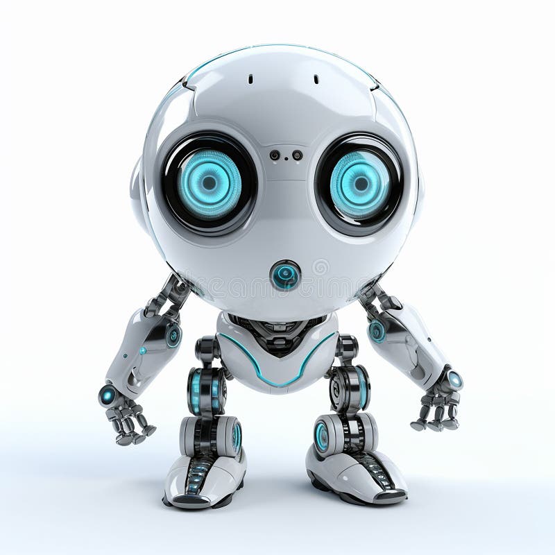 White Robot on Solid White Background, Isolated. Stock Illustration ...