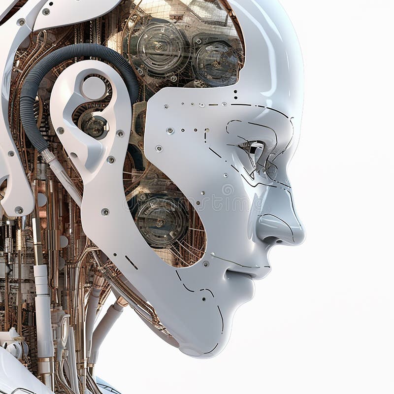 White Robot on Solid White Background, Isolated. Stock Illustration ...