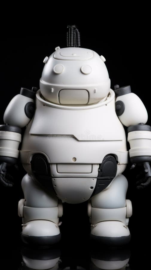A White Robot Standing in Front of a White Wall, AI Stock Illustration ...