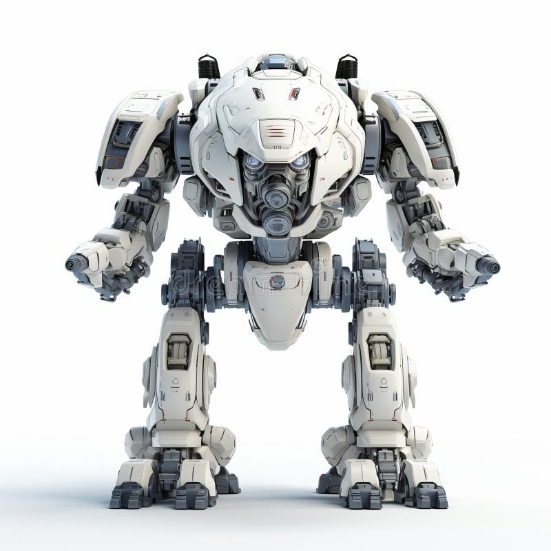 Highly Detailed Military Robot 3d Rendering on White Background Stock ...