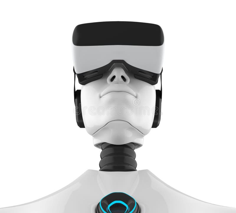 White Robot with Virtual Reality Headset Stock Illustration ...