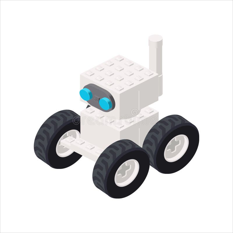 White Robot on Wheels in Isometry. Vector Stock Vector - Illustration ...