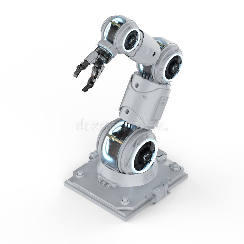 White robotic arm stock illustration. Illustration of modern - 131877512