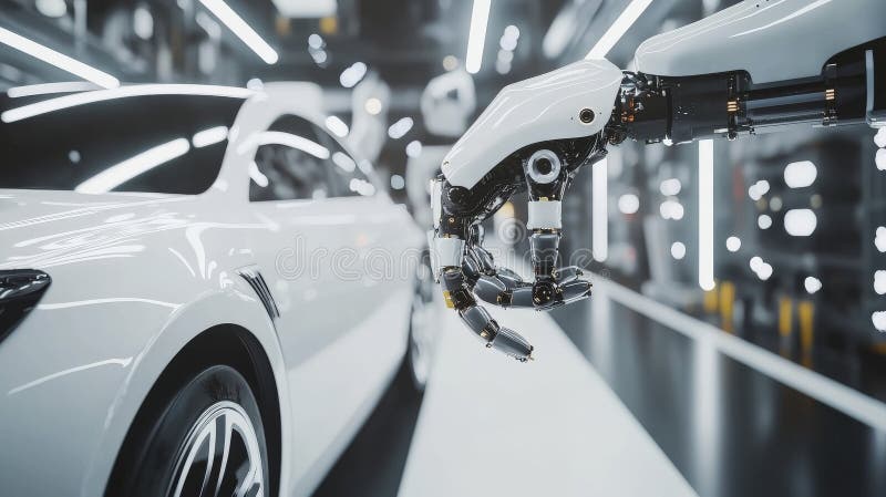 White Robotic Arm Handling Automotive Tasks Precisely Stock ...
