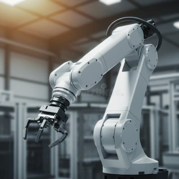 White Robotic Arm in Industrial Setting Stock Illustration ...