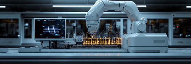 White Robotic Arm Testing Precision in Laboratory Setup Stock ...