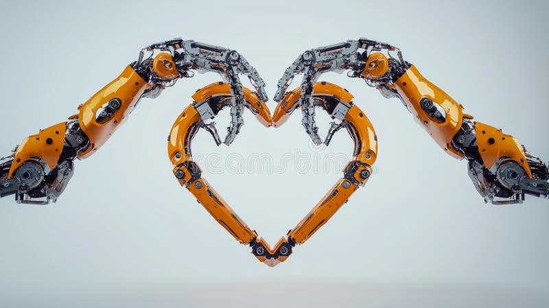 On White, a Robotic Hand Gestures in the Shape of a Heart Stock Photo ...
