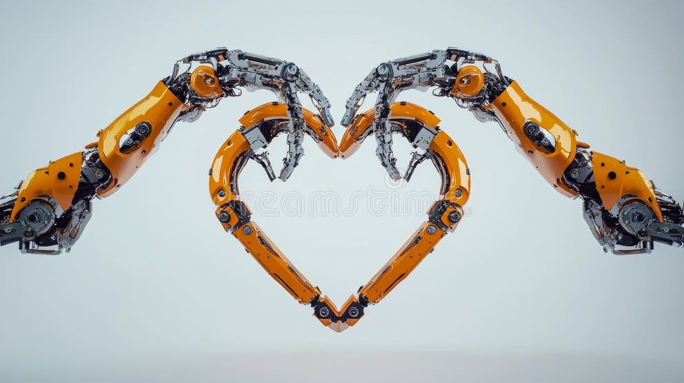 On White, a Robotic Hand Gestures in the Shape of a Heart Stock Photo ...