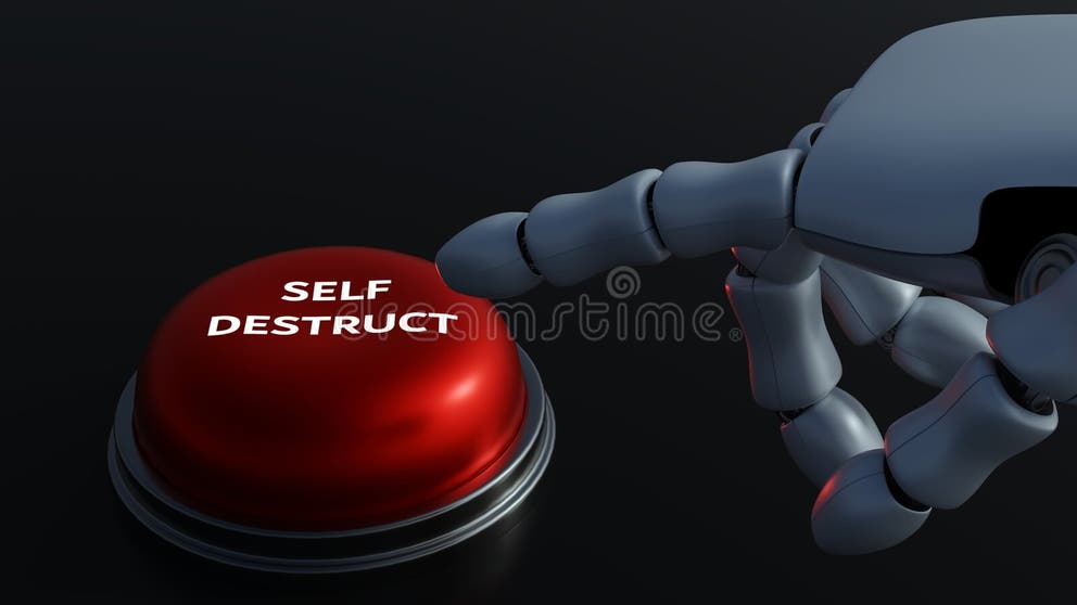 A White Robotic Hand with a Red Button Labeled SELF DESTRUCT ." Stock ...