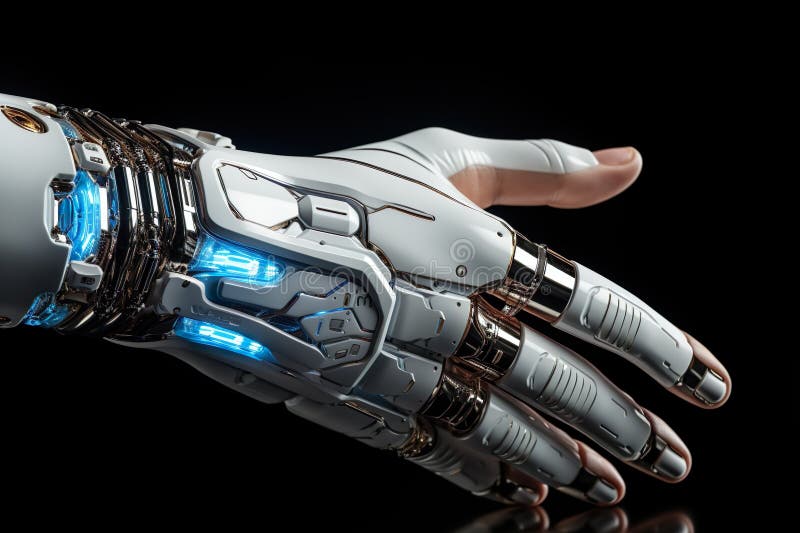 A White Robotic Prosthetic Hand. Future Technology. Generative AI Stock ...