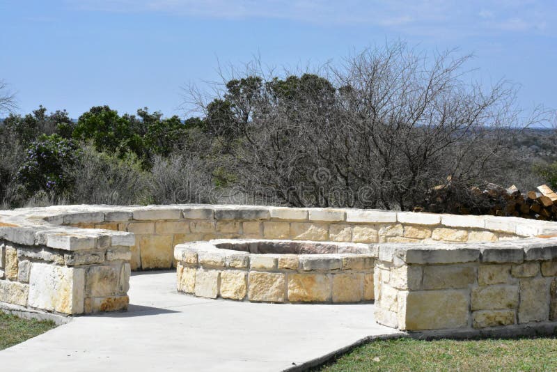 White Rock Brick Fire Pit stock image. Image of energy - 113590869