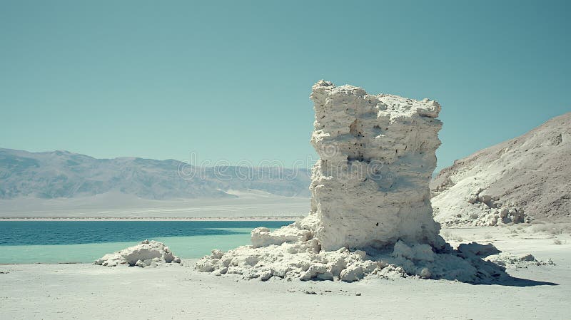 White Rock Formation by a Serene Blue Lake Stock Image - Image of ...