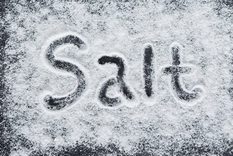 White rock salt stock image. Image of word, handful, product - 69873631