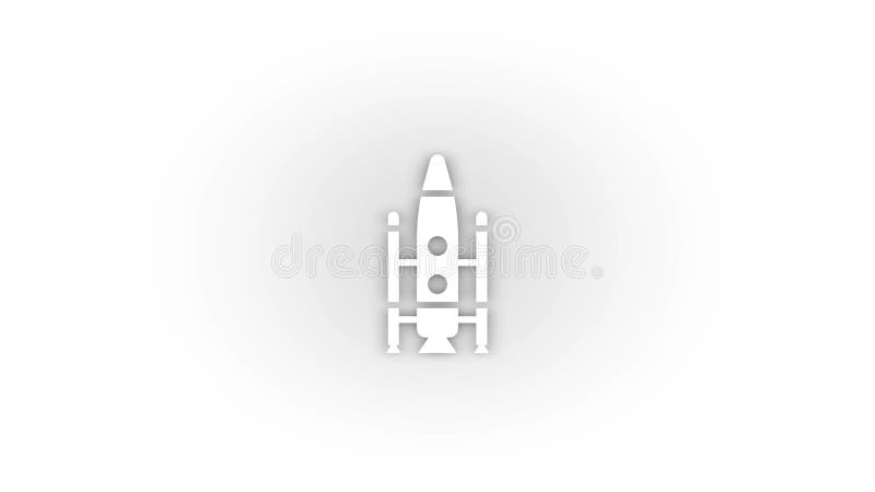 White Rocket Icon with Shadow Isolated on White Background. Stock ...