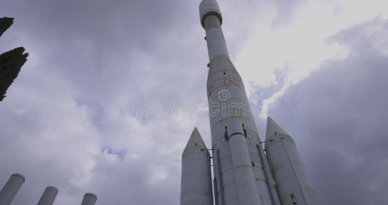 White Rocket Replica on the Ground Vertical Stock Footage - Video of ...