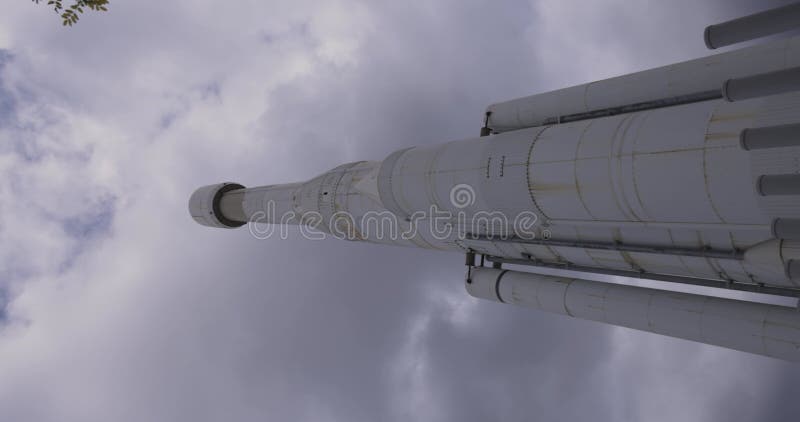 White Rocket Replica on the Ground Vertical Stock Footage - Video of ...