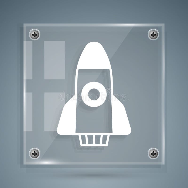 White Rocket Ship Icon Isolated on Grey Background. Space Travel ...