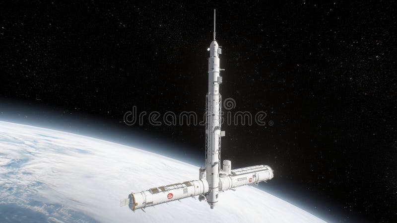 A White Rocket Ship with a Red and White Logo is Shown Against the ...