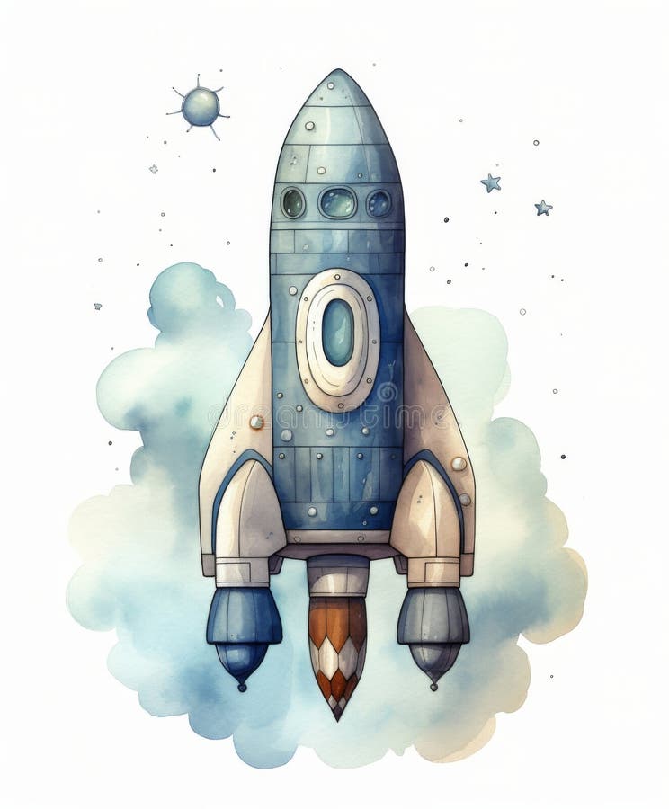 White Rocket Ship on Table stock image. Image of futuristic - 318118785