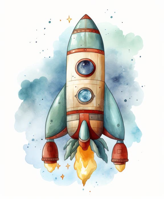 White Rocket Ship on Table stock image. Image of miniature - 318121165