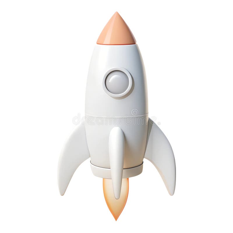 White Rocket Space Ship, Isolated on White. 3D Rendering Stock ...