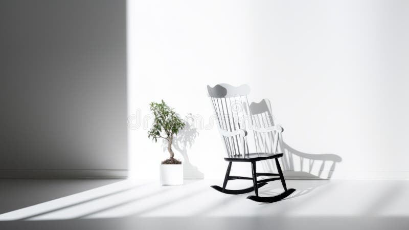 Zen-inspired White Rocking Chair in a Minimalist Empty Room Stock ...