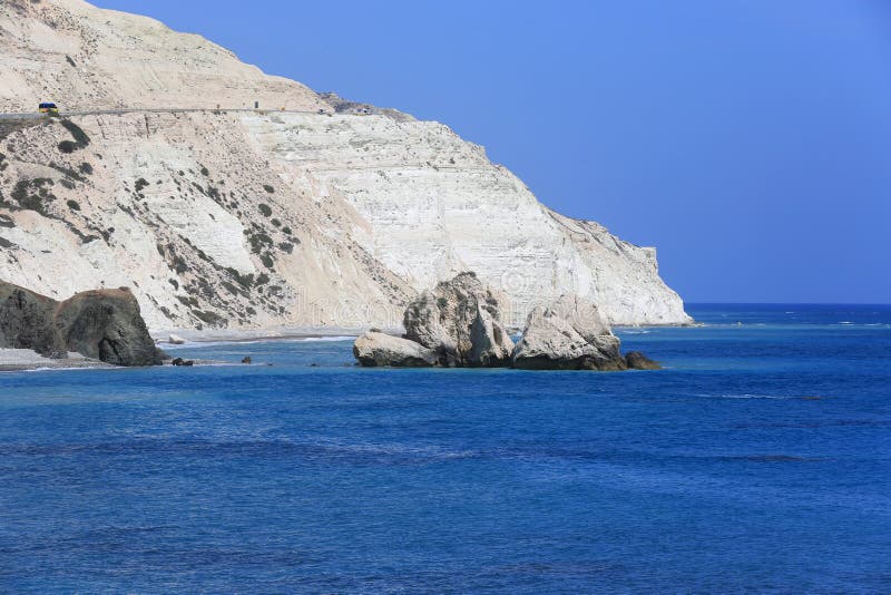 White rocks and blue sea stock photo. Image of nature - 79741424