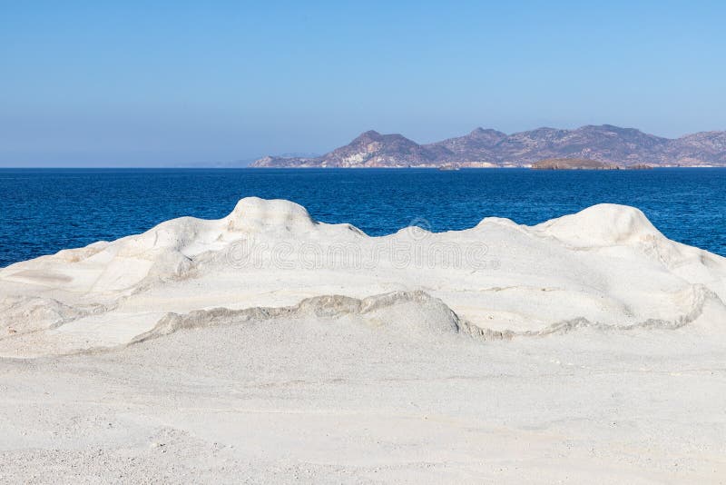 White Rocks and Sand in Sarakiniko Beach Stock Photo - Image of sand ...