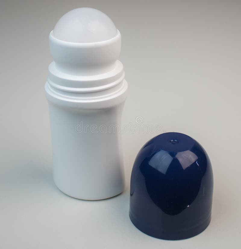 White Roll on Deodorant Bottle with Blue Cap Stock Image - Image of ...