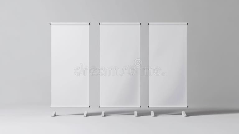 White Roll Up Banners stock image. Image of white, printed - 362603753