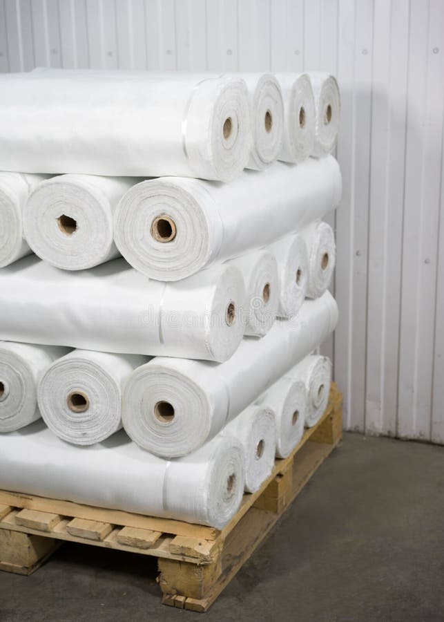 White Rolls of Material for Insulation, Production Stock Image - Image ...