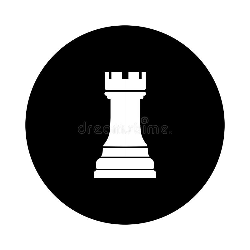 White Rook Chess Symbol Black Background Stock Vector - Illustration of ...
