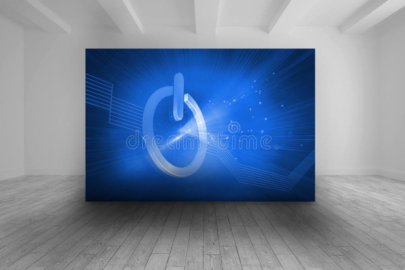 White Room with Blue Picture of Turn Off Button Stock Illustration ...