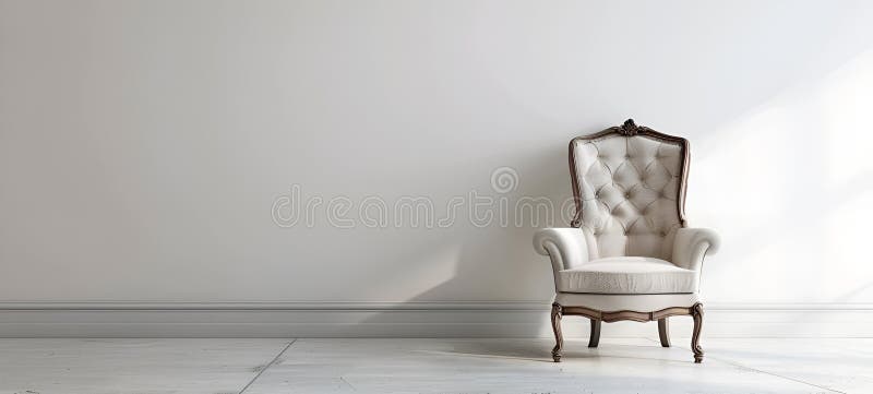 White Room with a Chair, Blank Background Wall and Large Window Stock ...