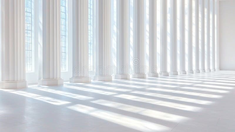 A White Room with Columns and Windows. Stock Photo - Image of interior ...