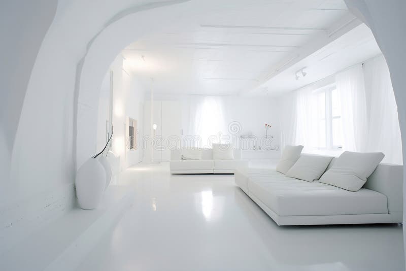 White Room with White Furniture and White Walls. Stock Illustration ...