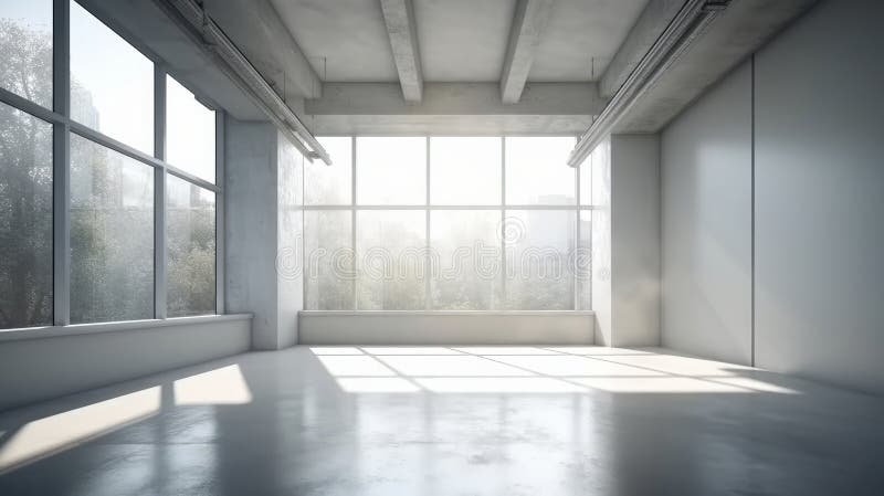 White Room Glass Windows Combined with Sunlight. Generative AI. Stock ...